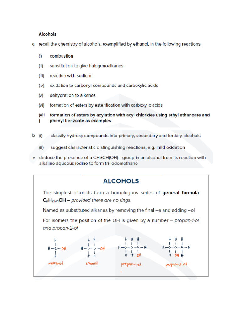 As LEVEL CH-17 Alcohol Chapter Notes | PDF