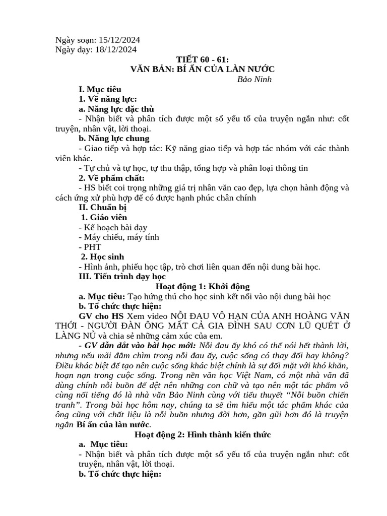 Tiết 60 - 61 Bí ẩn của làn nước | PDF