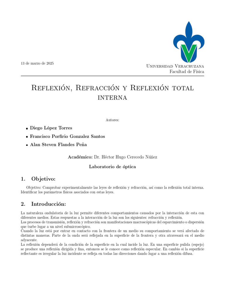 Reflexión y Refracción de la Luz | PDF | Reflexión (Física) | Olas