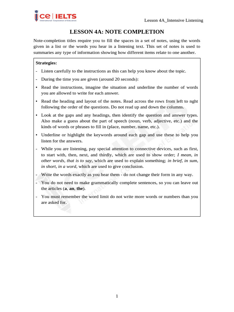 Lesson 4A_Note completion | PDF | Meteoroid | Word