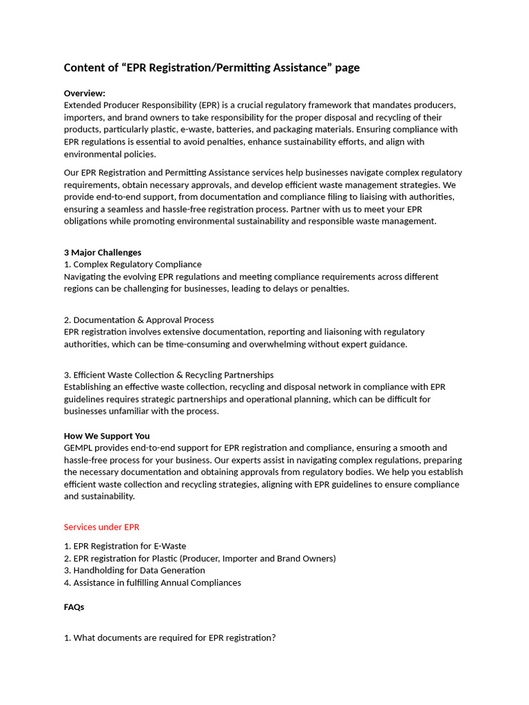 Revised-Content-EPR Registration-Permitting | PDF | Regulatory Compliance | Waste Management