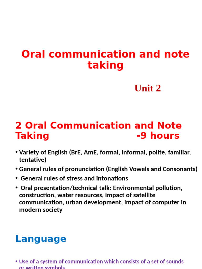 Oral Communication and Note-Taking Guide | PDF | Consonant | English ...