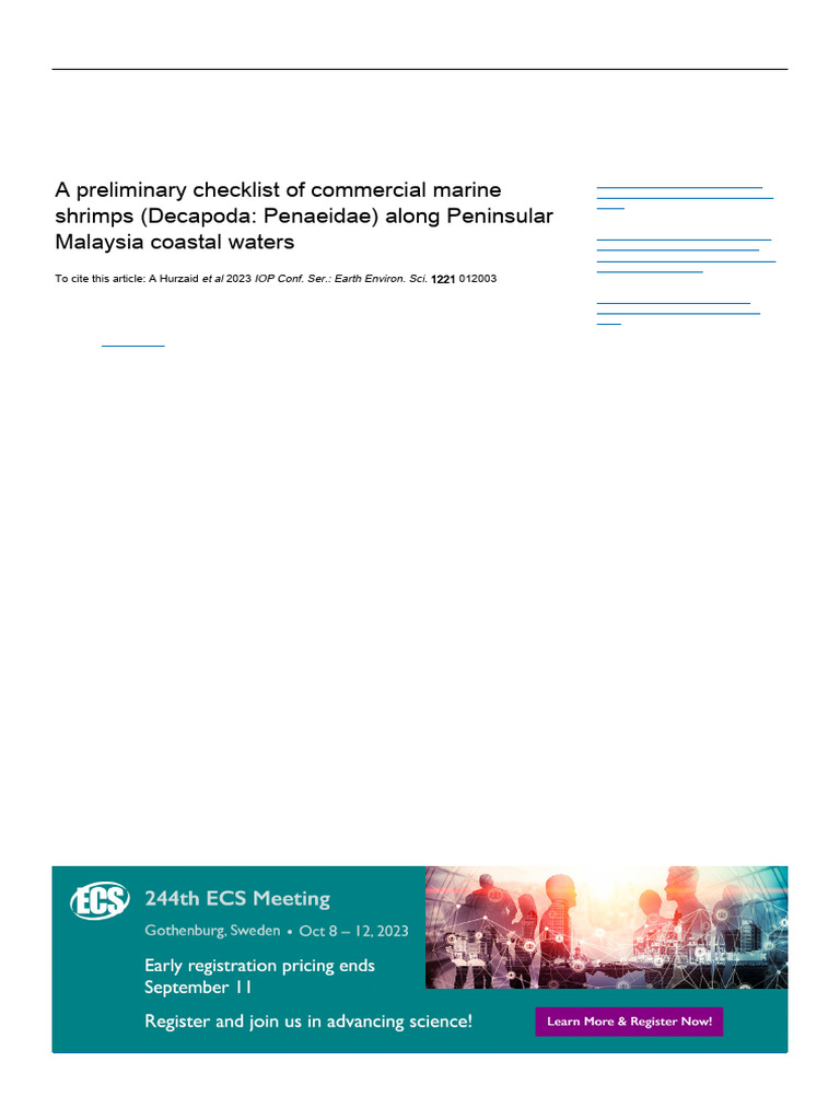 A Preliminary Checklist of Commercial Marine Shrim | PDF | Biodiversity