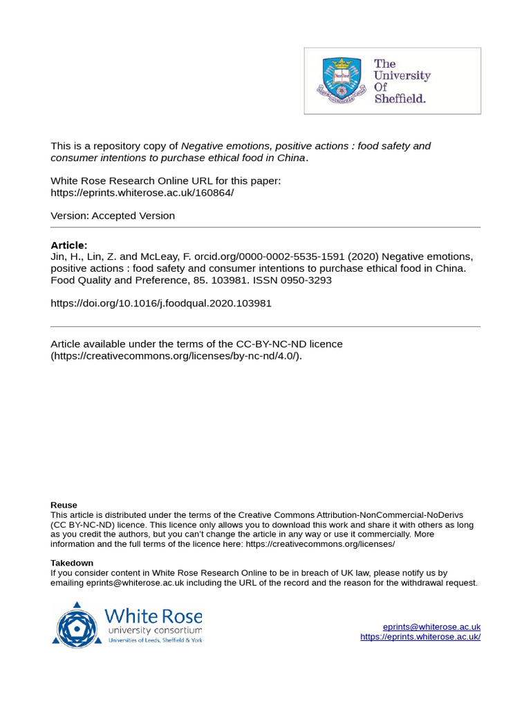 Ethical Food Consumption 12 May 2020 R1 | PDF | Emotions | Behavior