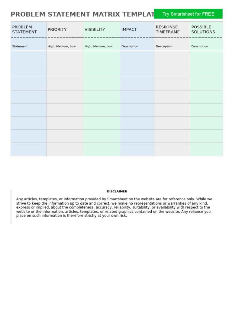 IC Problem Statement Matrix Template - WORD | PDF