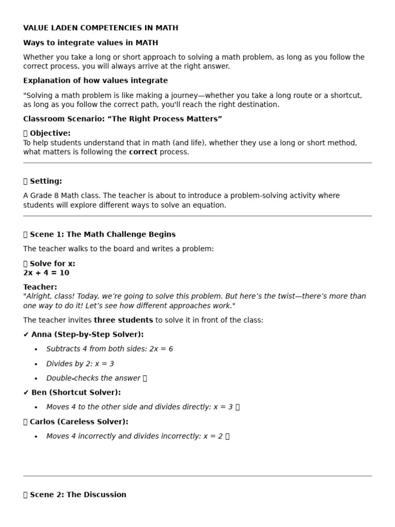 VALUE-LADEN-COMPETENCIES-IN-MATH | PDF | Quadratic Equation ...