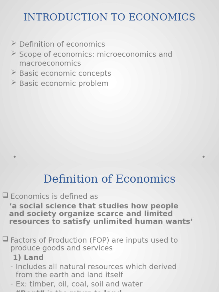 Introduction to Economics Concepts | PDF | Economic System | Labour ...