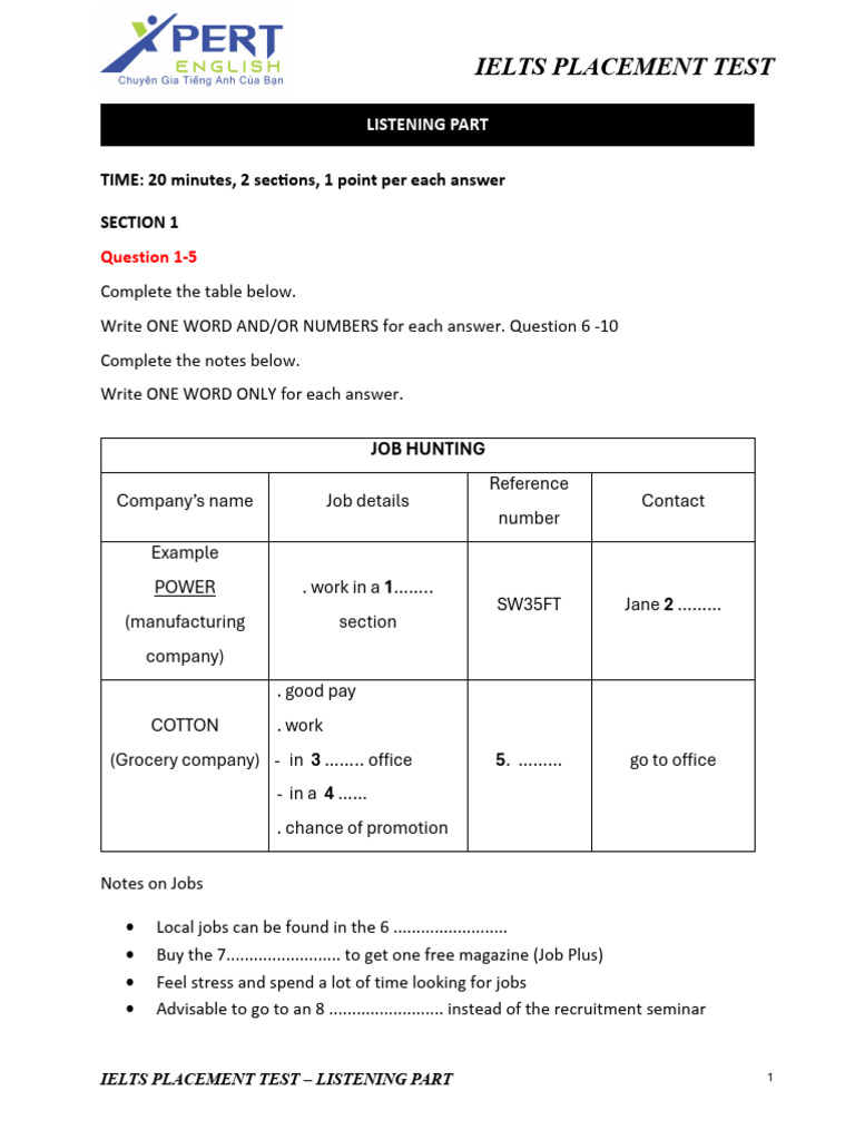 IELTS Placement Test - L-R - 1 | PDF | Literacy | Cocoa Bean