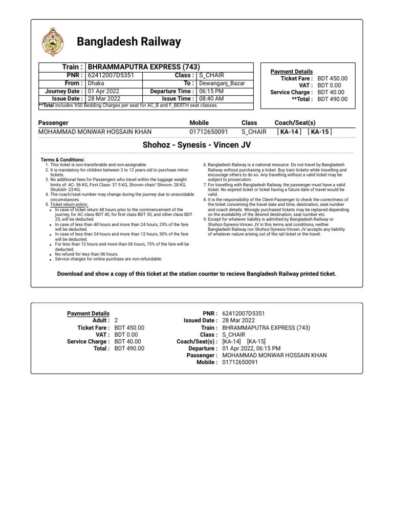 Https Eticket - Railway.gov - BD Booking Ticket Print ...