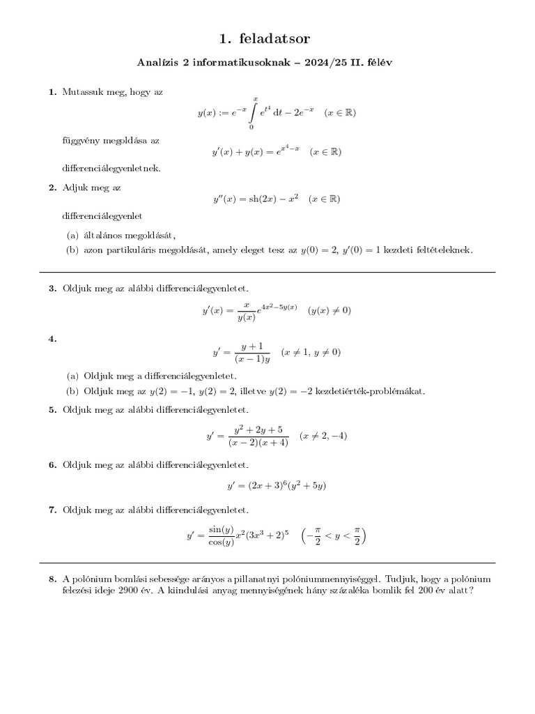 Anal 2 Mérnökinfo Feladatsorok Pdf