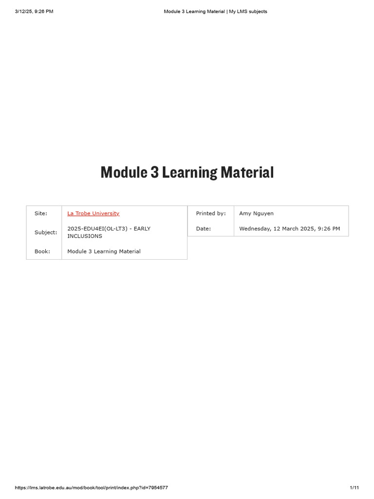 Module 3 Learning Material - My LMS Subjects | PDF | Teachers ...
