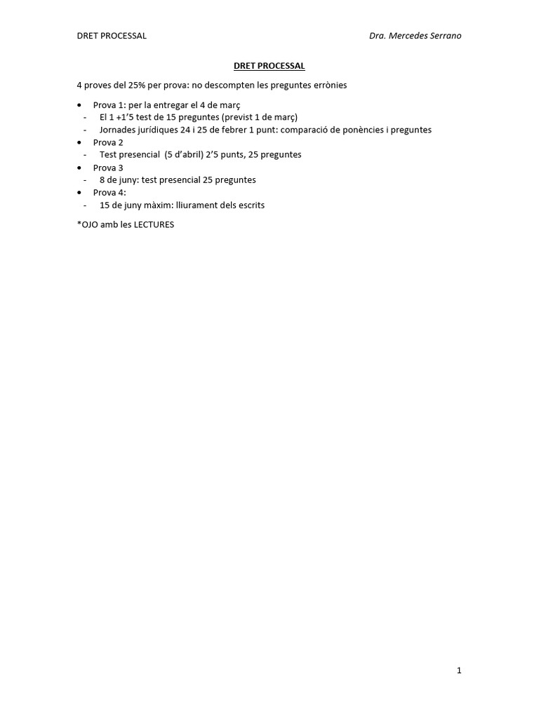 Apunts Processal Dra Serrano | PDF