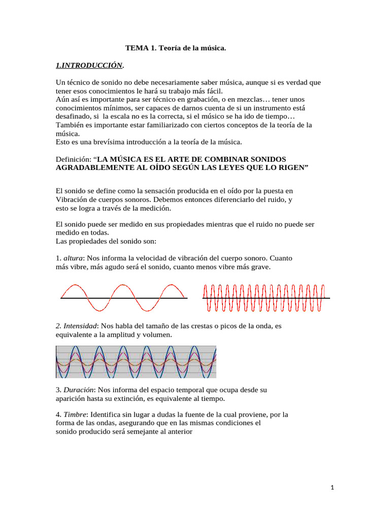 1, Teoria de La Musica | PDF | Acorde (Música) | Instrumentos musicales