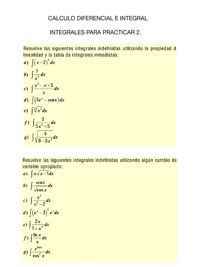 Integrales para Practicar 2 | PDF