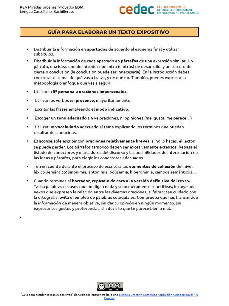 Cedec Guía Texto Expositivo | PDF
