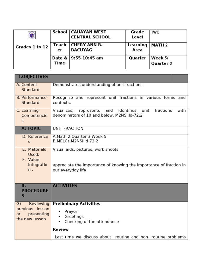 MATH WEEK 5 QUARTER 3 Day4 | PDF | Cognition | Learning