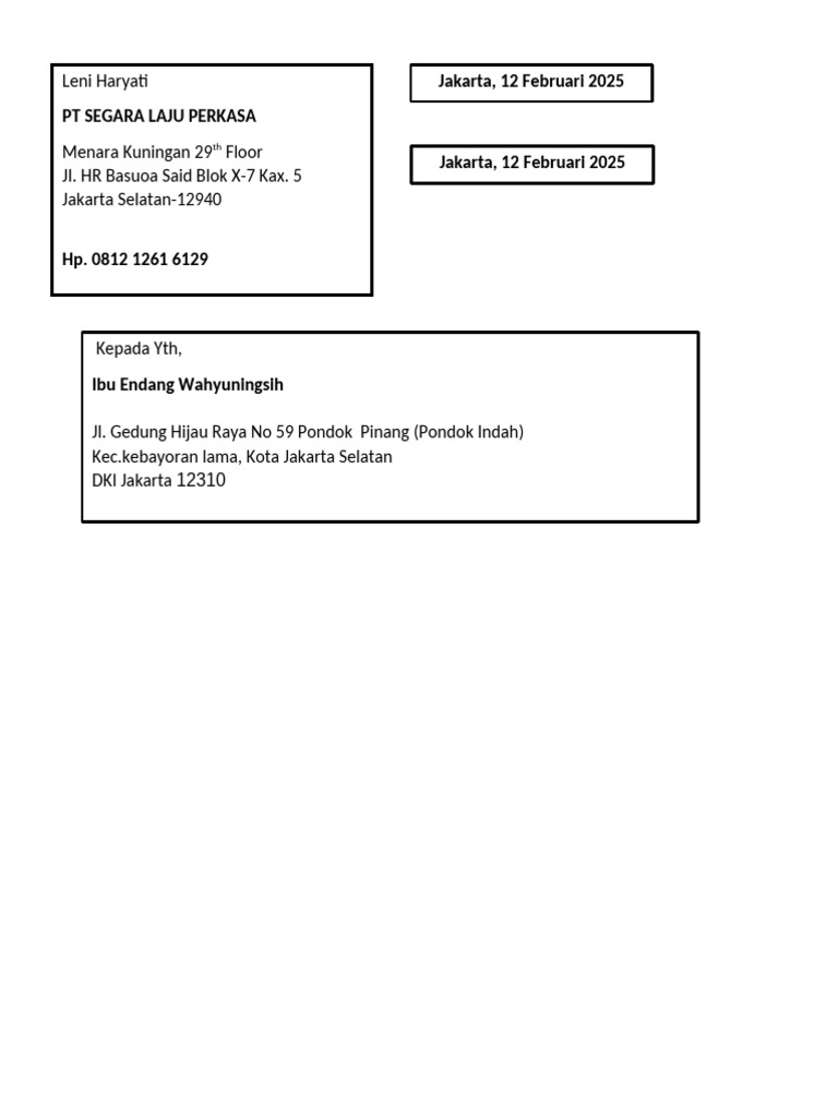 Format Amplop Surat | PDF
