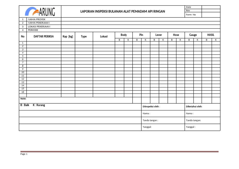 Form Inspeksi APAR[1] | PDF
