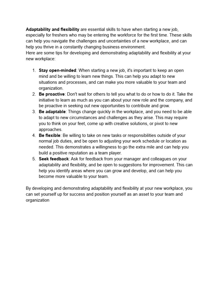 Mastering Adaptability for New Jobs | PDF
