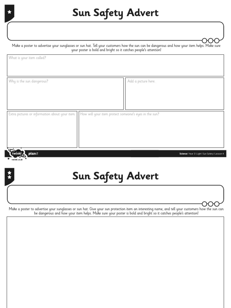 Activity Sheet Sun Safety Advert | PDF