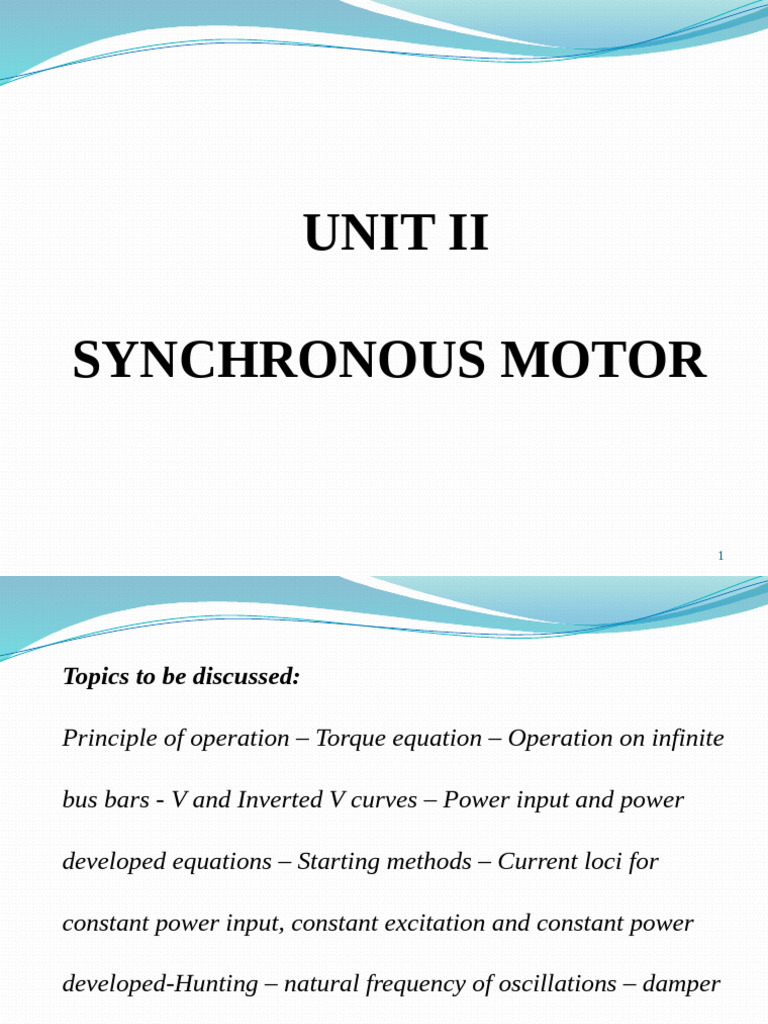 Unit - 2 (Synchronous_motor) | PDF | Electric Motor | Electrical Equipment