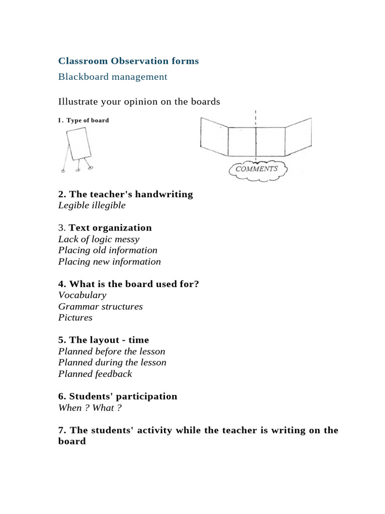 Classroom Observation Forms | PDF | Teachers | Vocabulary