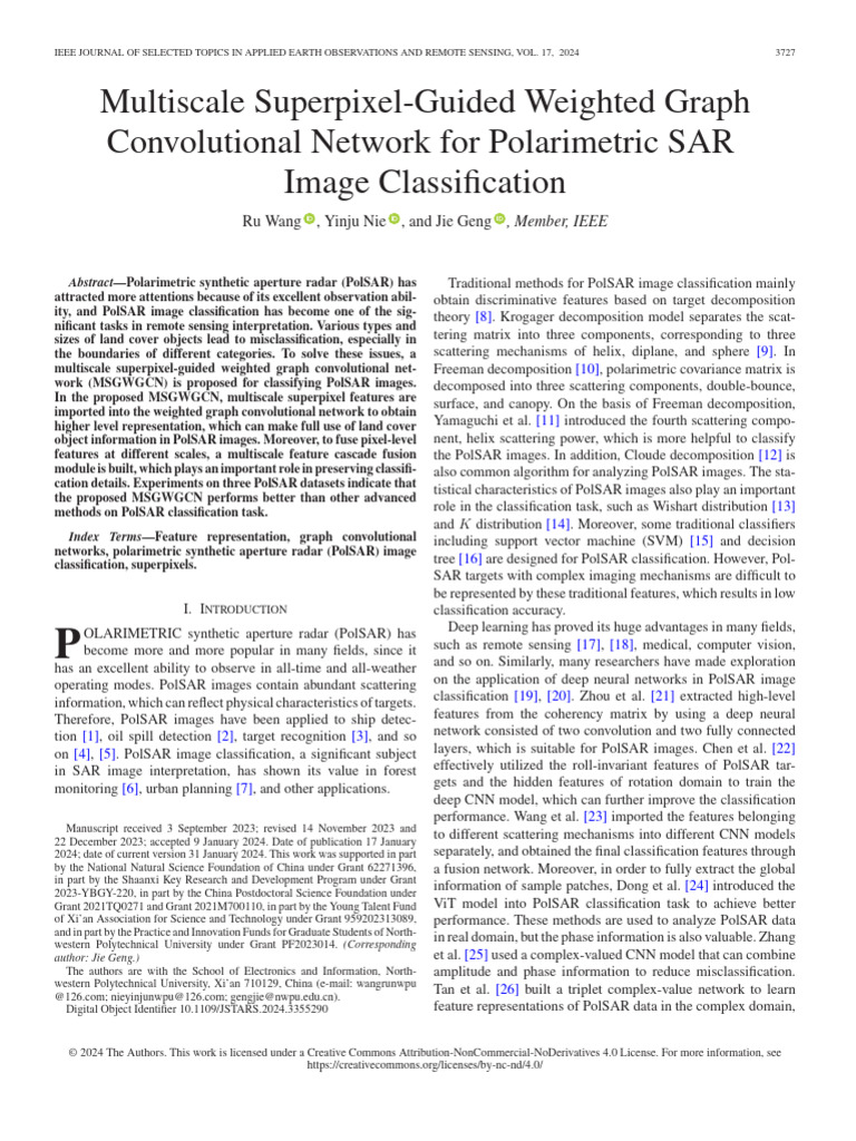 Multiscale Superpixel-Guided Weighted Graph Convolutional Network For Polarimetric SAR Image ...
