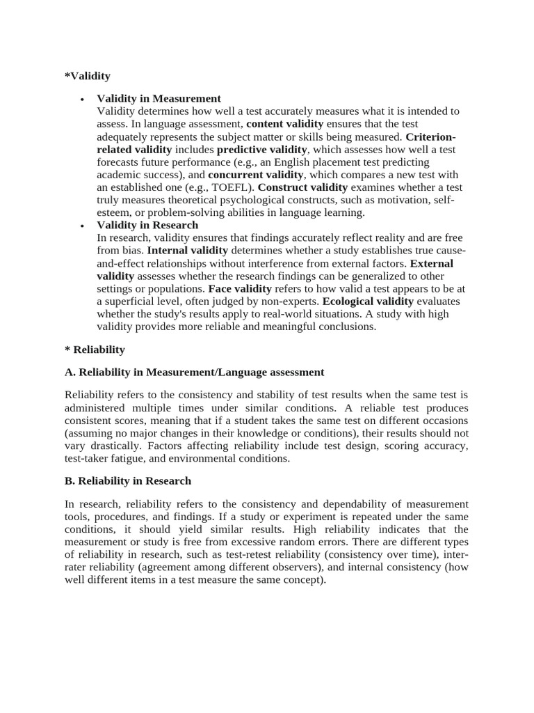 Understanding Validity and Reliability in Assessment | PDF | Validity ...