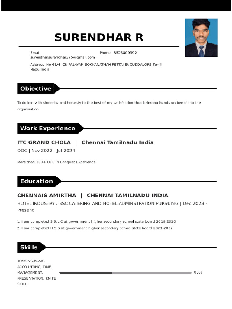 SURENDAR. R BSCCHA B22_092202 | PDF