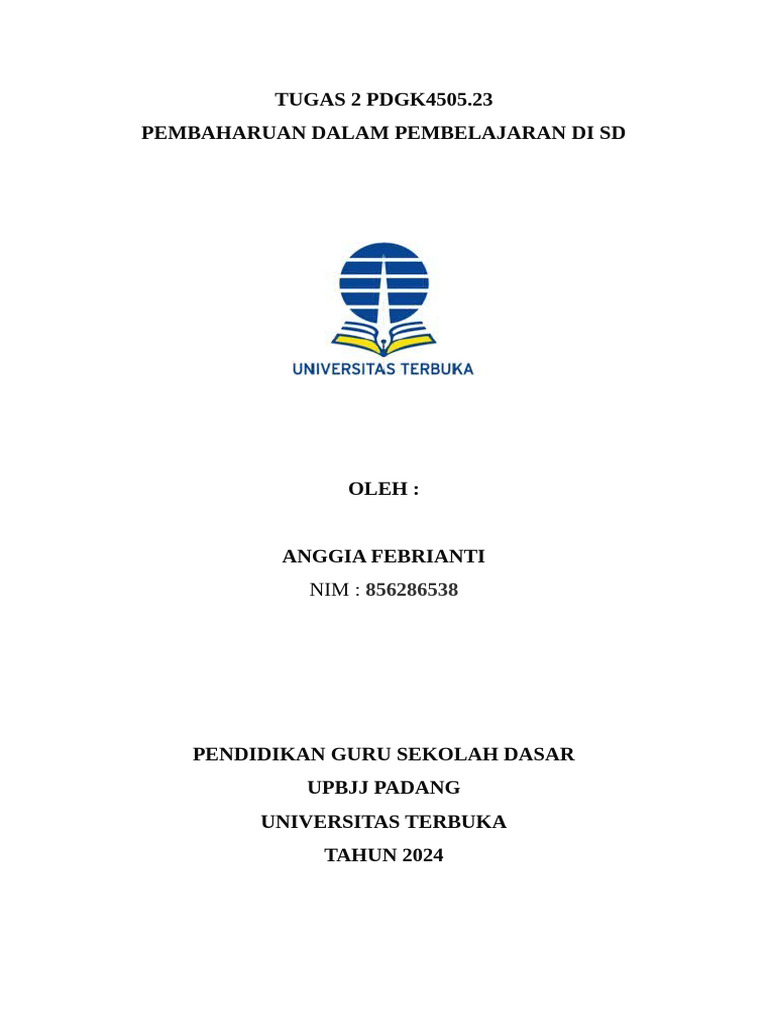 Tugas 2 Pembaharuan Dalam Pembelajaran Di SD | PDF