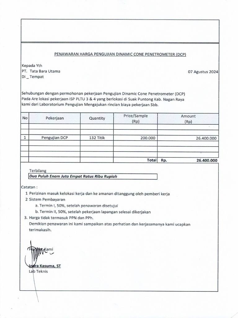 Penawaran Harga DCP | PDF