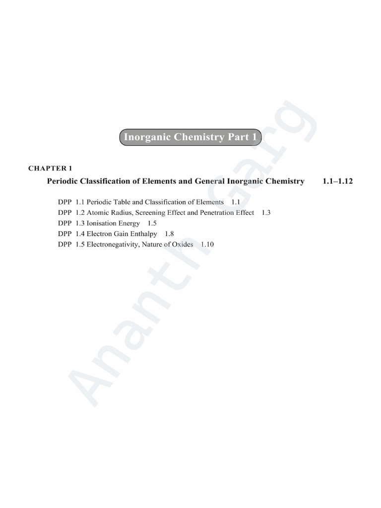 Periodic Classification of Elements and General Inorganic Chemistry DPP ...