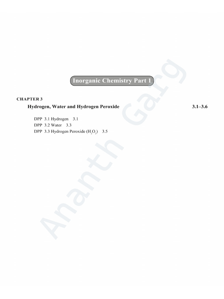 Hydrogen, Water and Hydrogen Peroxide DPP | PDF | Hydride | Hydrogen