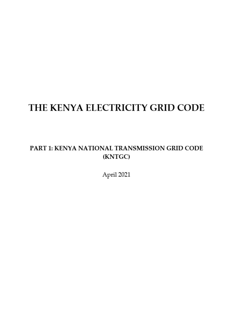 Draft Kenya National Transmission Grid Code KNTGC Final 30-04-2021 1 | PDF | Electric Power ...
