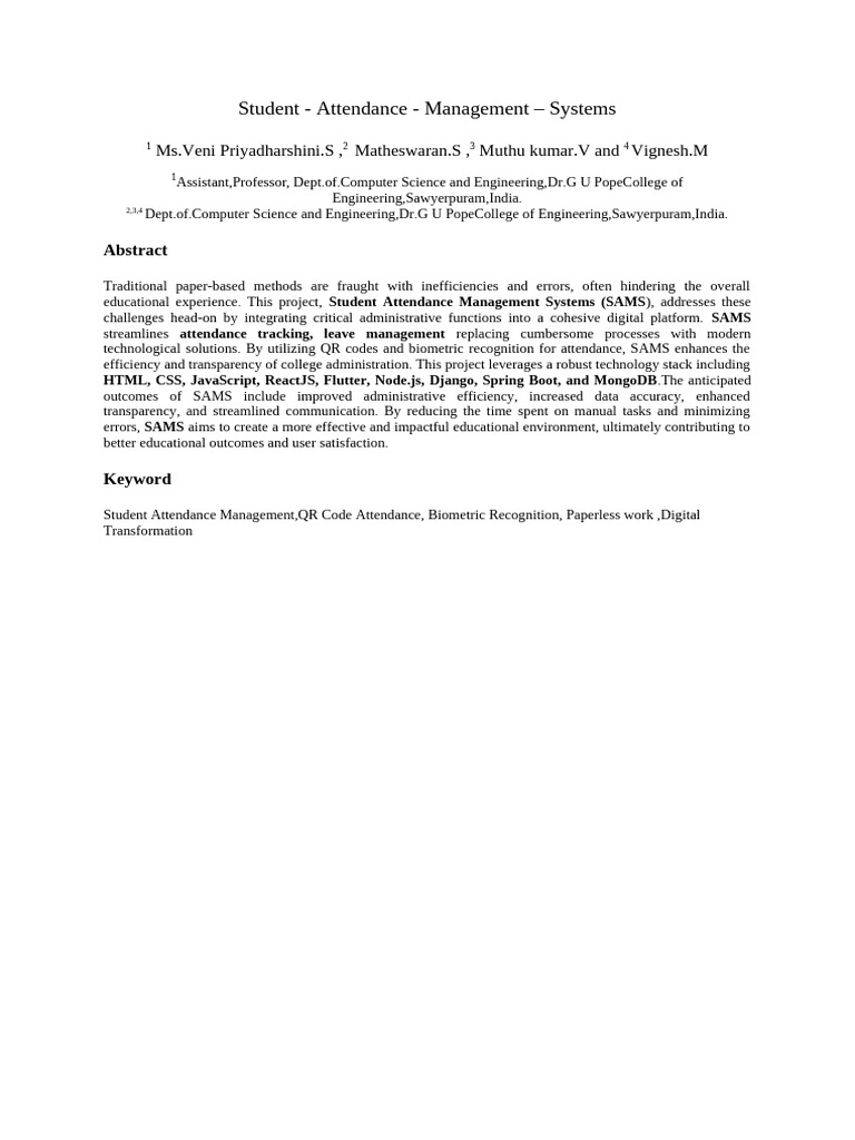 Student Attendance Management System | PDF