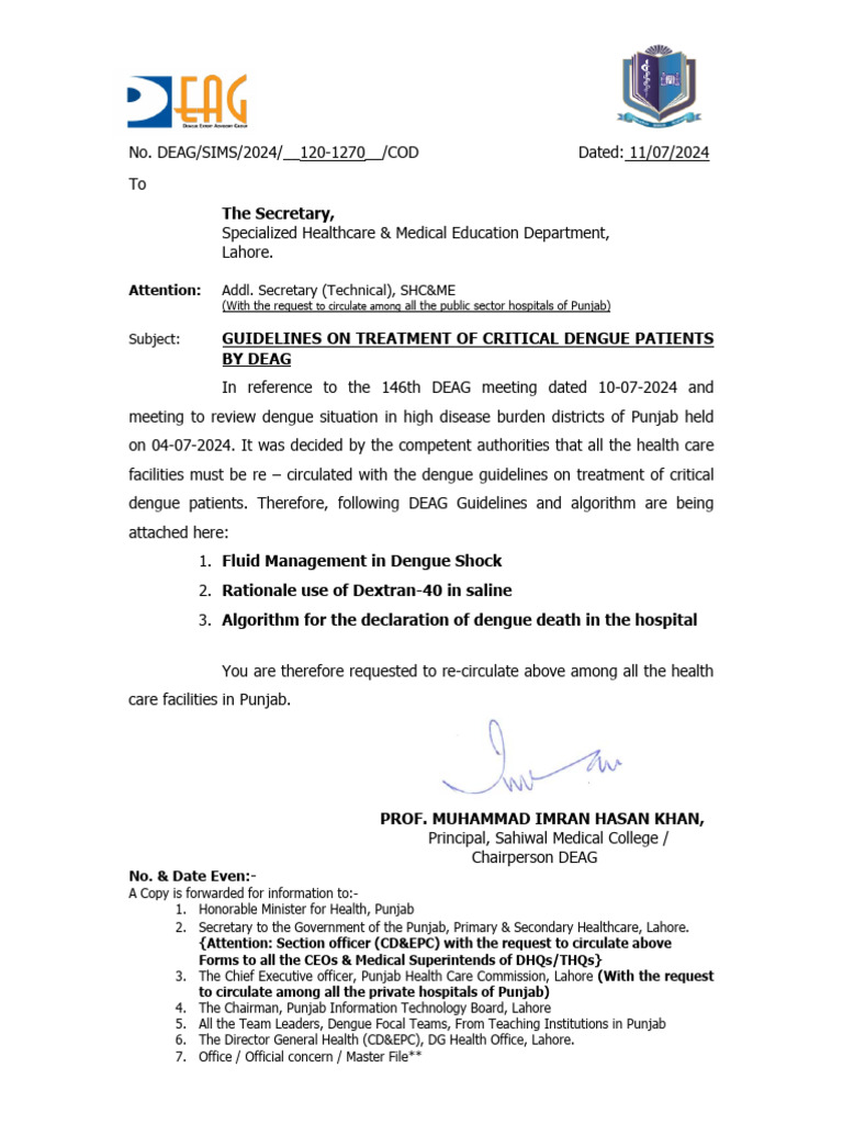 Guidelines On Treatment of Critical Dengue Patients by Deag | PDF