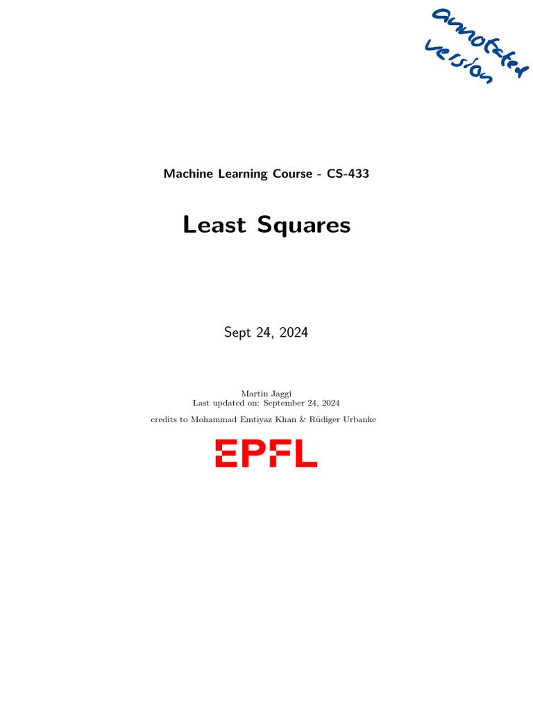 Lecture03a Least Squares Annotated | PDF | Matrix (Mathematics) | Ordinary Least Squares