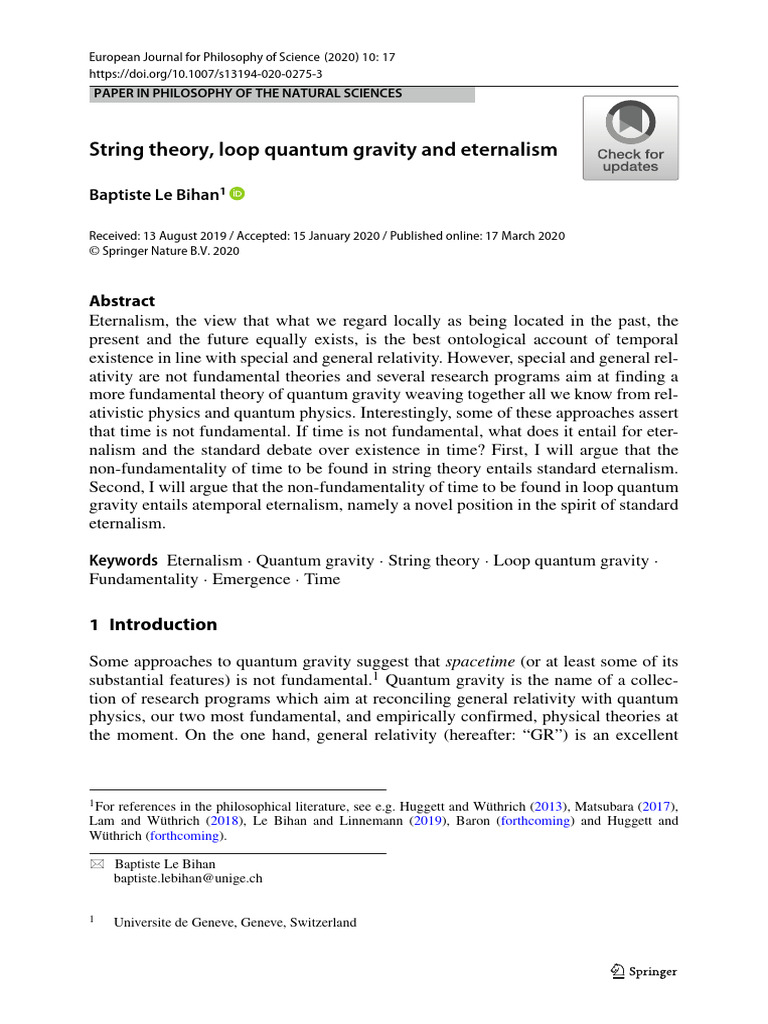 String theory, quantum and eternalism | PDF | Time | Metaphysics