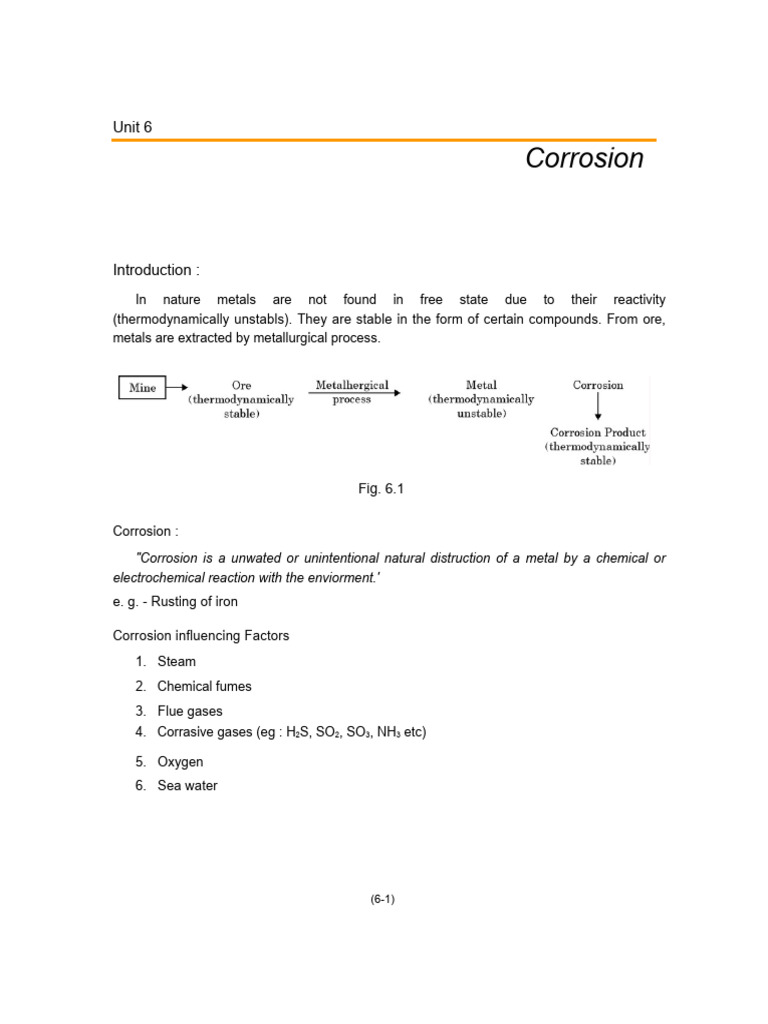 Corrosion: Unit 6 | PDF | Corrosion | Anode