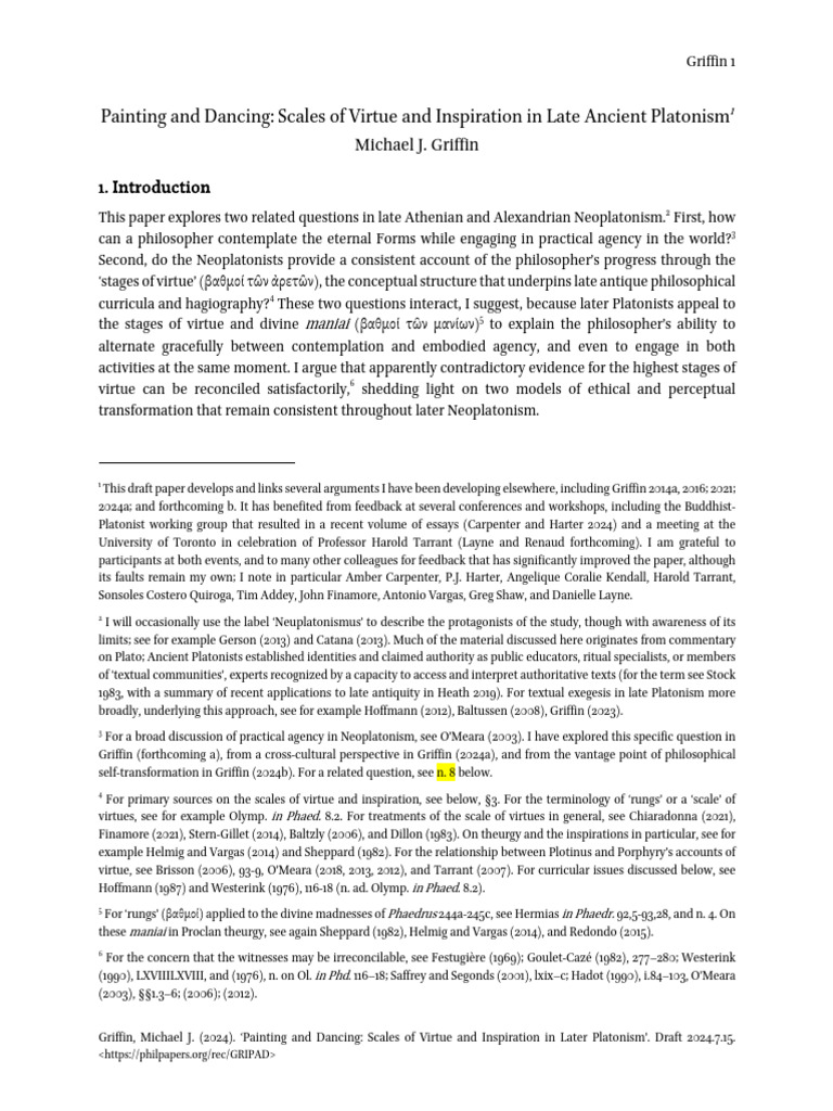 Painting and Dancing Scales of Virtue An | PDF | Neoplatonism | Plato