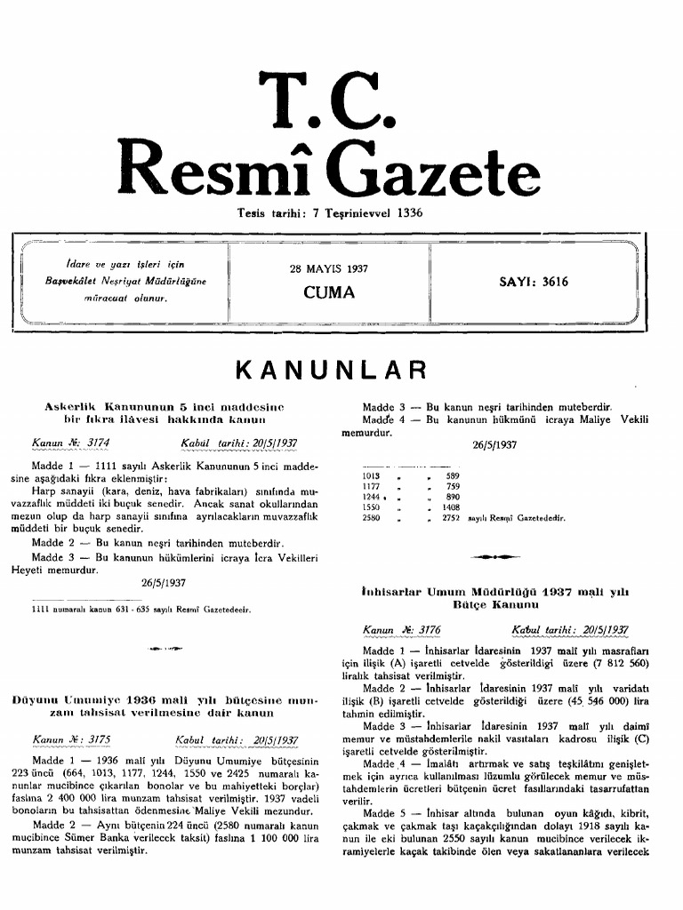T.C. Resmî Gazete: Kanunlar | PDF