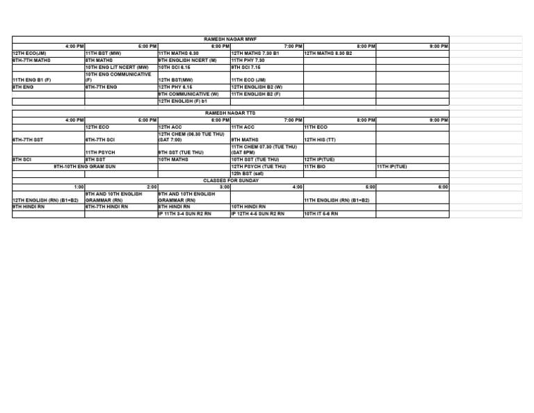 Time Table 2025 - SOME CHANGES STILL PENDING | PDF