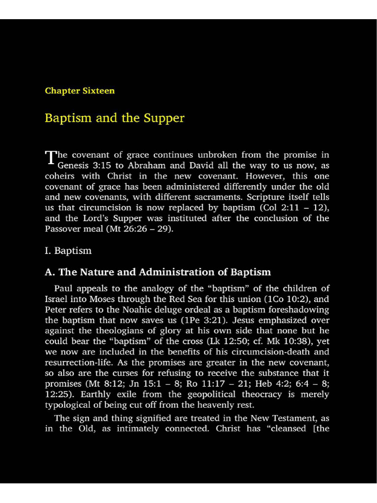 Pilgrim Theology Chapter 16 Baptism and The Supper | PDF