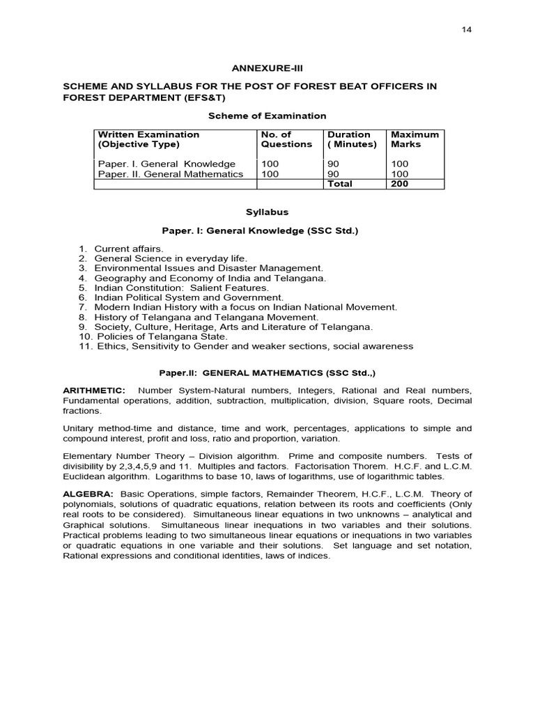 TSPSC Forest Beat Officer Syllabus | PDF | Factorization ...