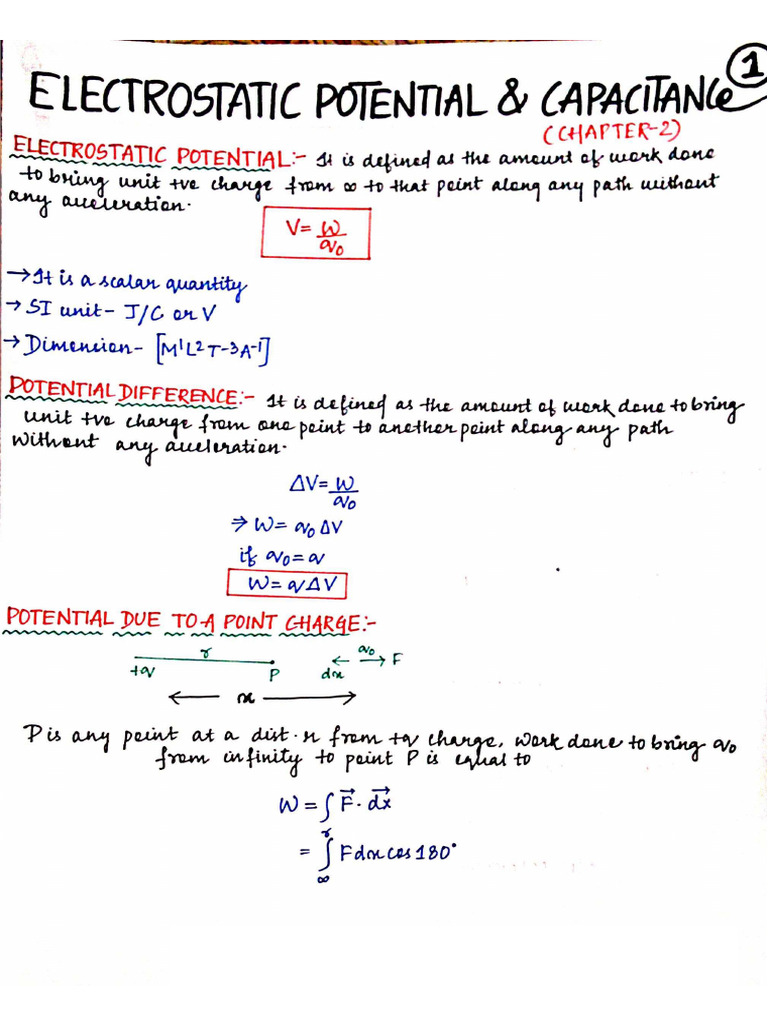 Chapter 2 Electrostatic Potential and Capacitance | PDF