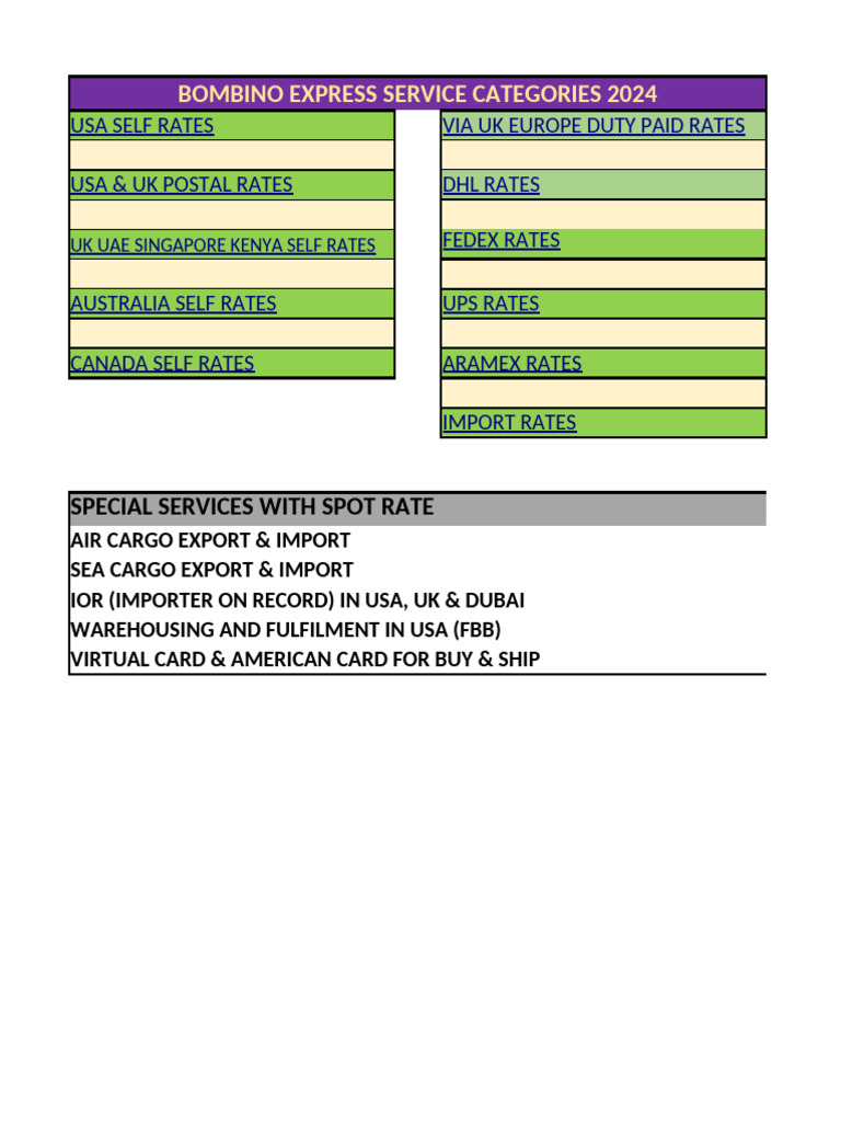 Bombino Corporate Rates Wef 9th Sept 2024 | PDF | Value Added Tax | Money