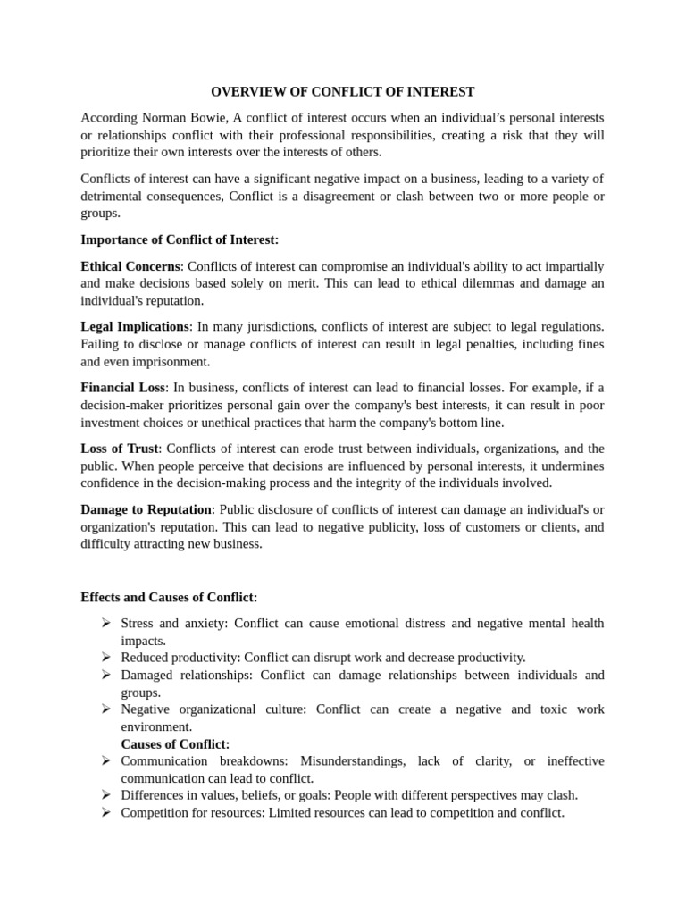 Managing Workplace Conflicts of Interest | PDF | Conflict Of Interest ...