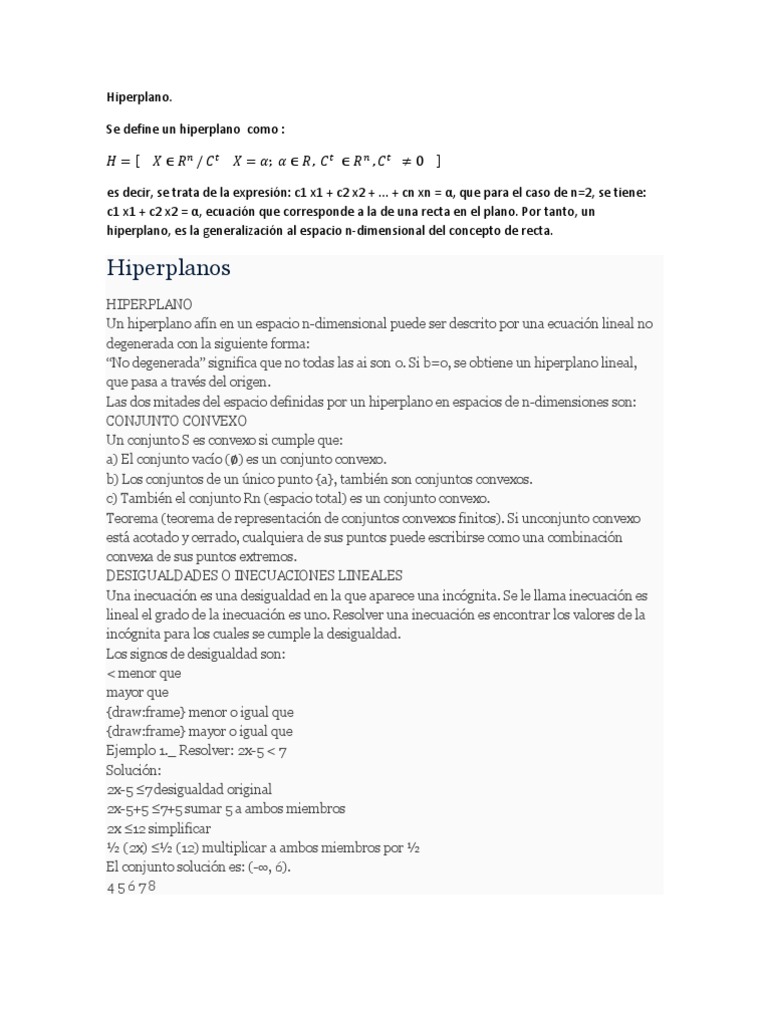 Hiperplano | PDF | Conjunto convexo | Ecuaciones