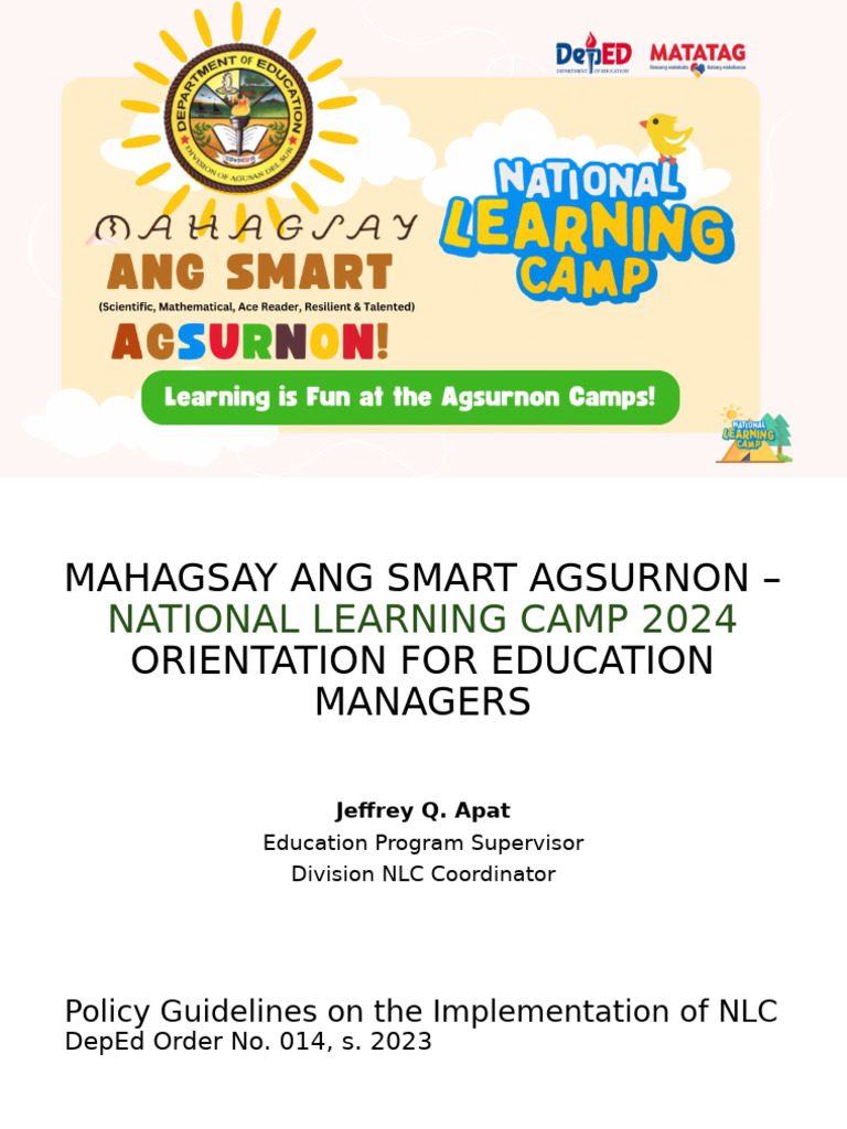 National Learning Camp 2024 Orientation Guide | PDF | Teachers | Learning
