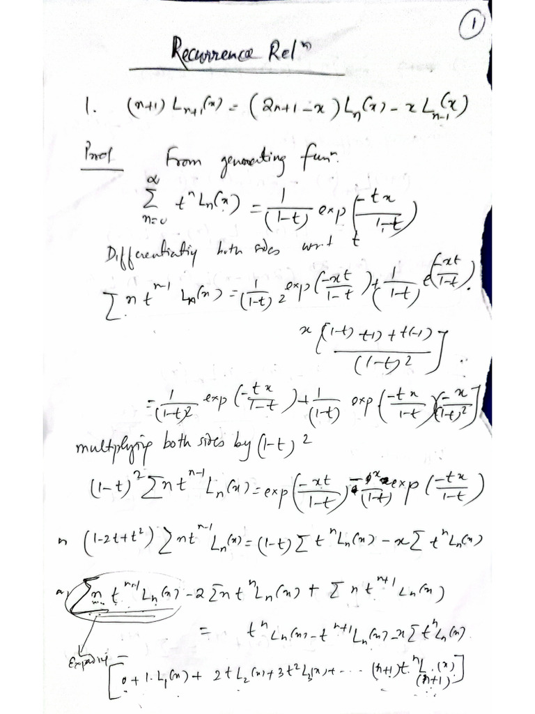 Recurrence Relation Pdf